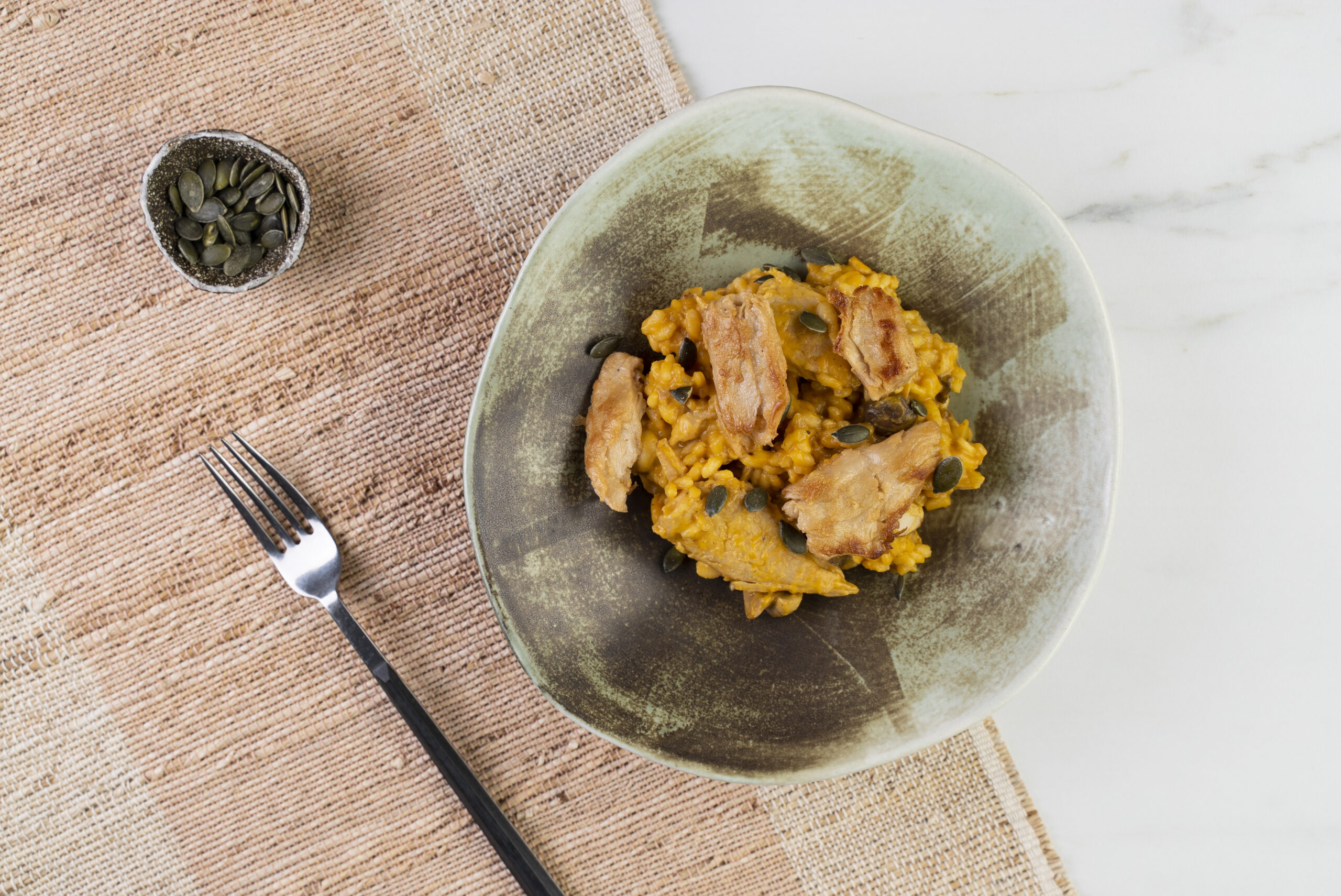 Risotto de Next! Chick’n Chunks con calabaza y setas | Zyrcular Foods